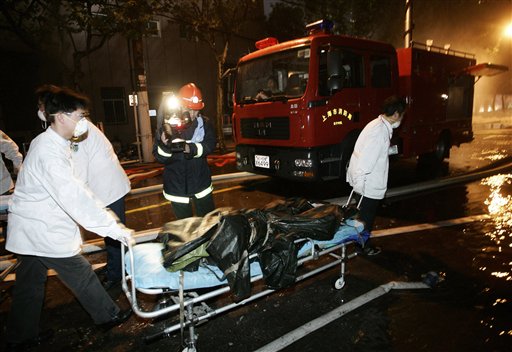 Building Caught Fire In Shanghai